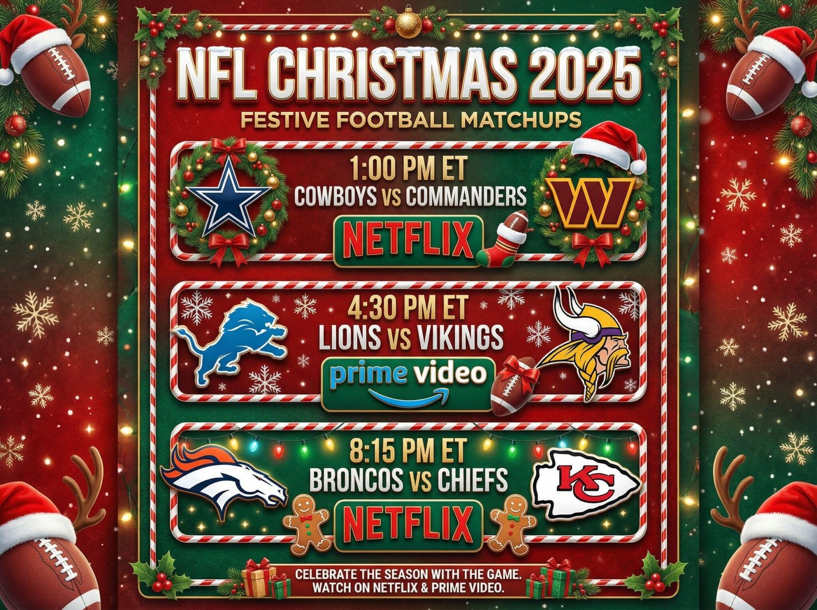 NFL Christmas Games 2025: Schedule, Time, TV Channel & How to Watch